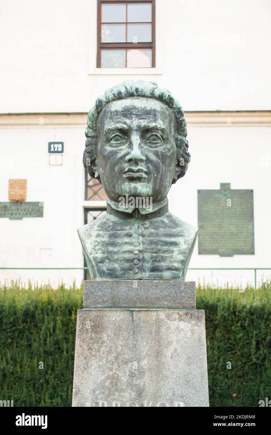 The bust of Prokop Divis, a Czech canon regular, theologian and natural ...