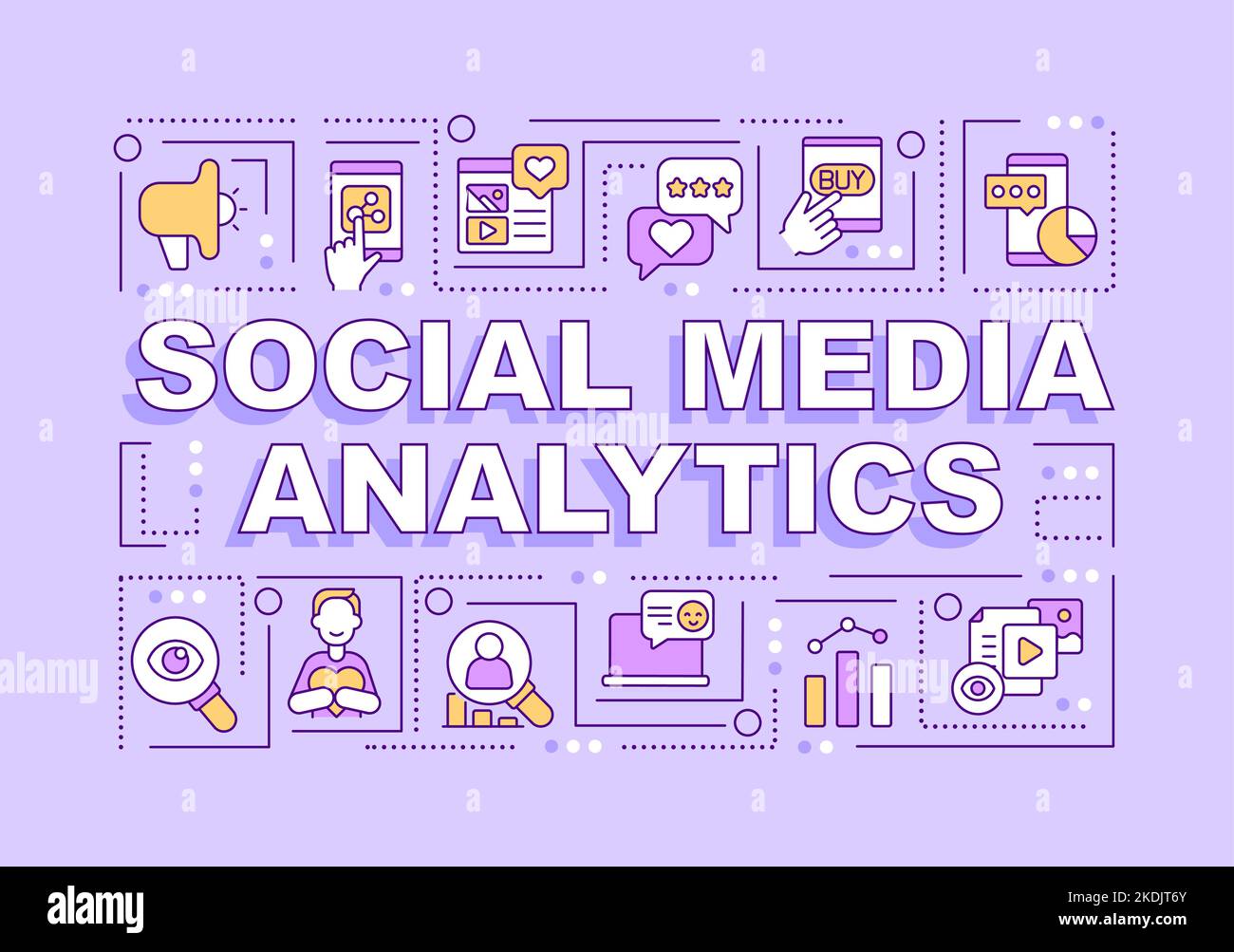 Social media analytics word concepts purple banner Stock Vector Image ...
