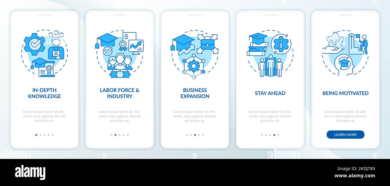 Industry specific education blue onboarding mobile app screen Stock ...