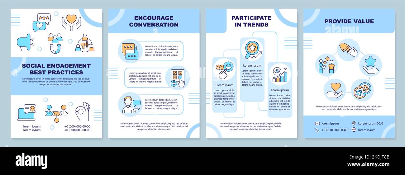 Social engagement best practices blue brochure template Stock Vector ...