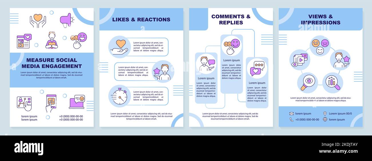 Measure social media engagement blue brochure template Stock Vector ...