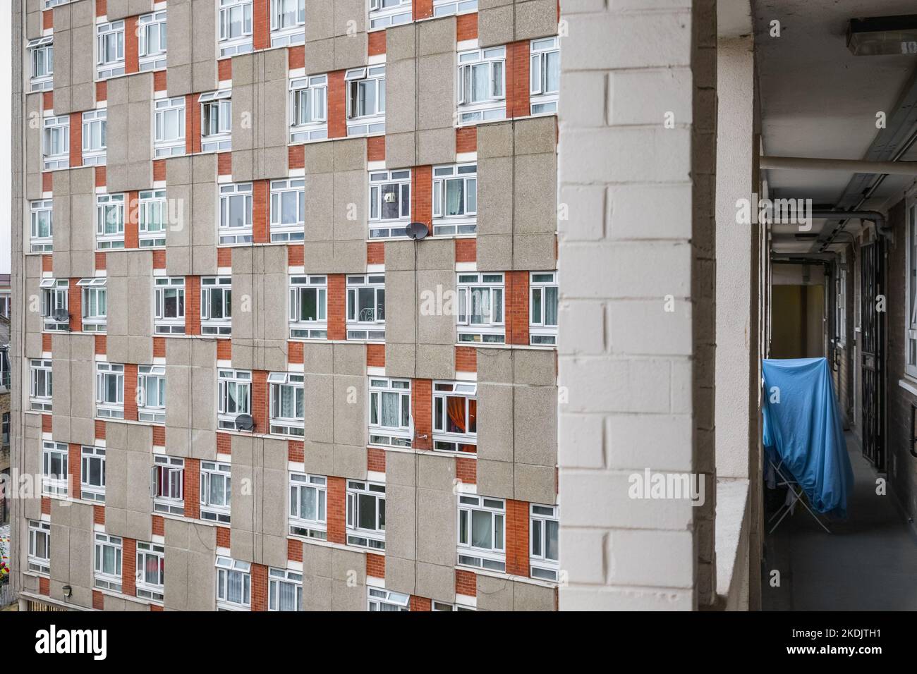 Facade of George loveless house, a huge council housing block in Dorset ...