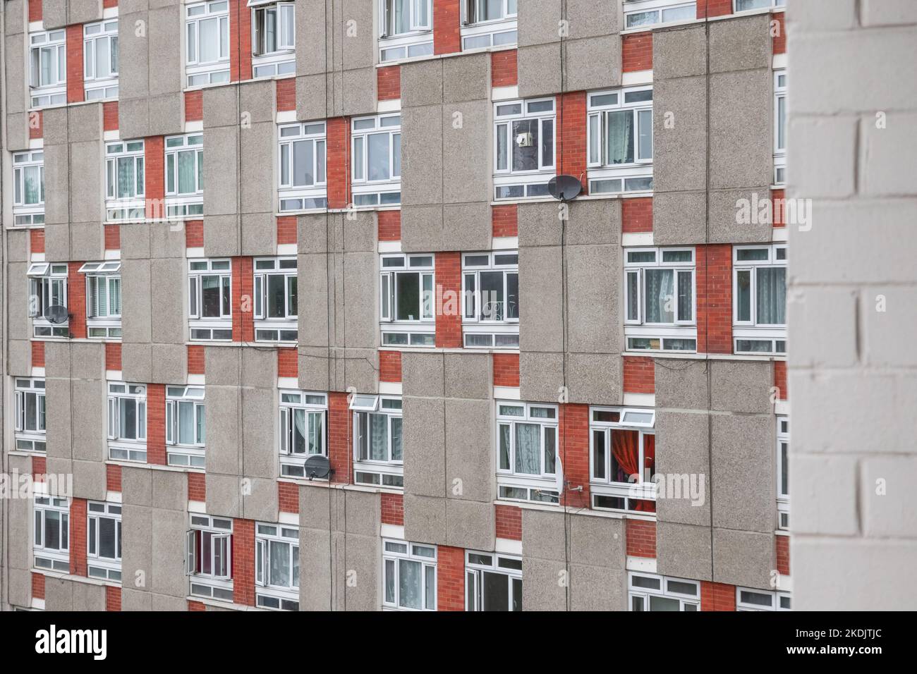 Facade of George loveless house, a huge council housing block in Dorset ...