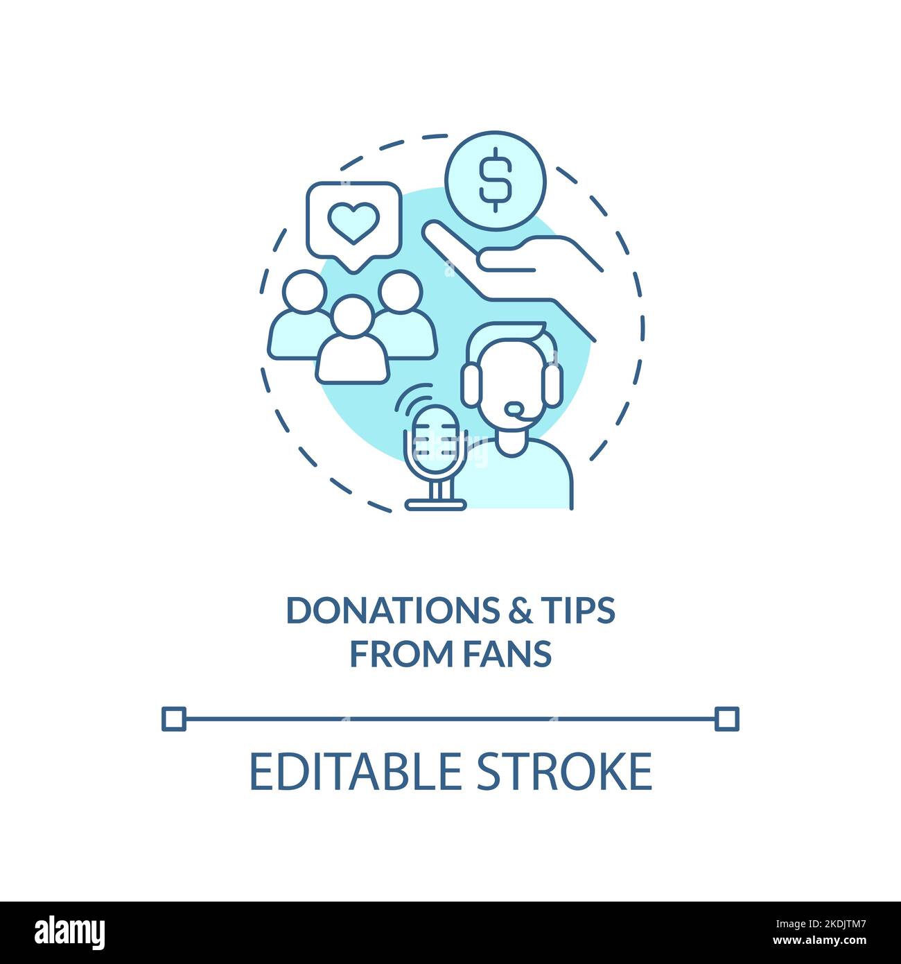Donations and tips from fans turquoise concept icon Stock Vector Image ...
