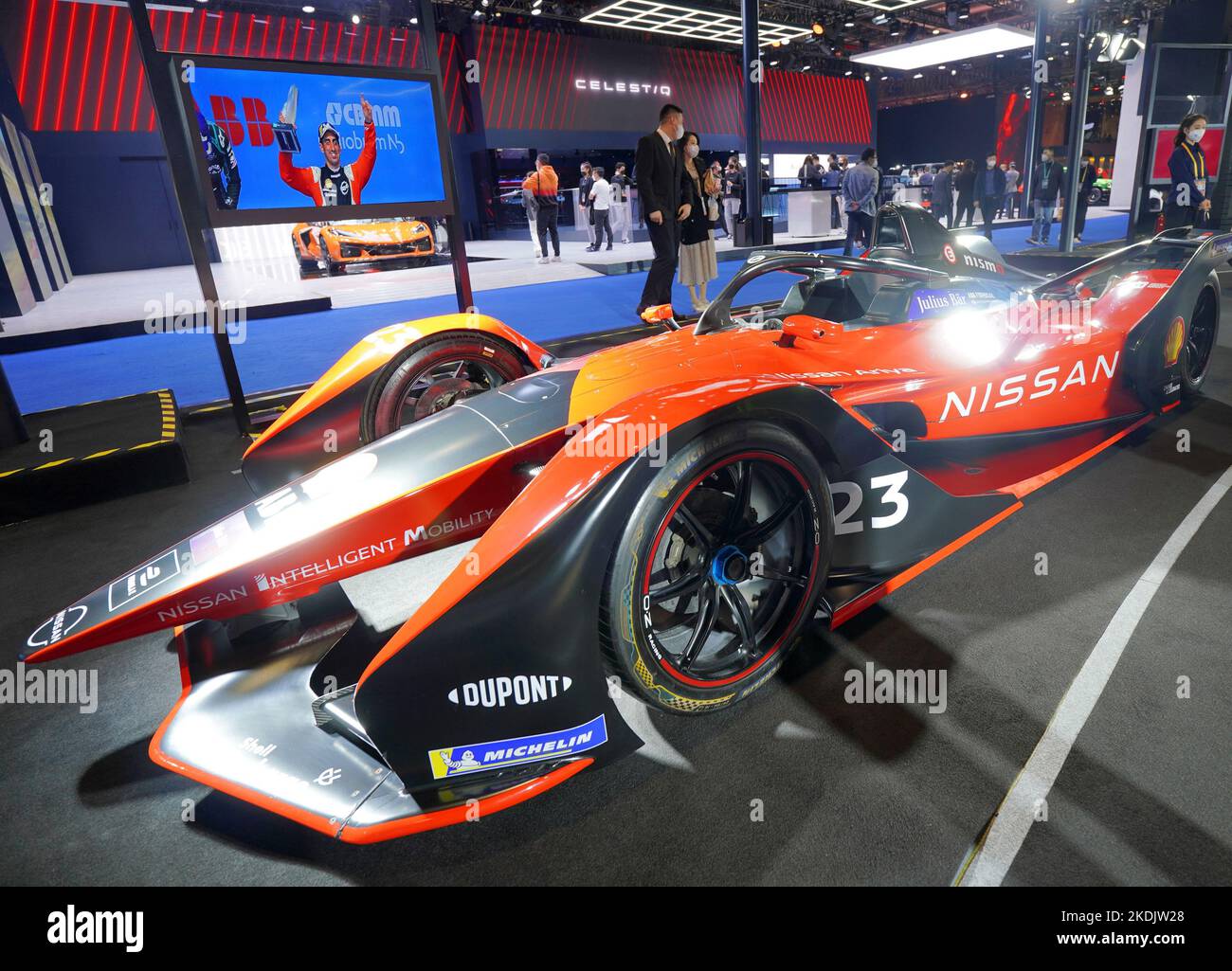SHANGHAI, CHINA - NOVEMBER 7, 2022 - Visitors view a Formula E car ...