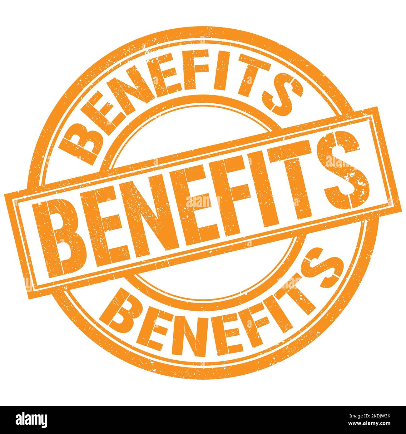 BENEFITS text written word on orange round stamp sign Stock Photo - Alamy