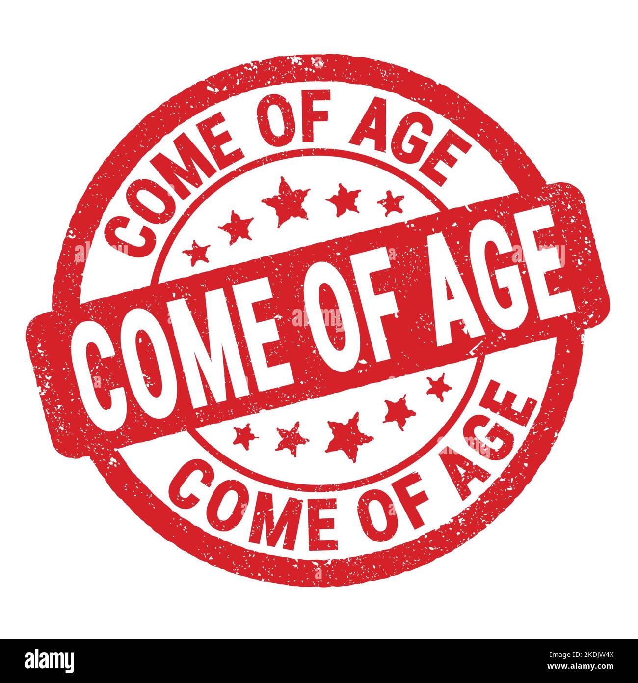 COME OF AGE text written on red grungy stamp sign Stock Photo - Alamy