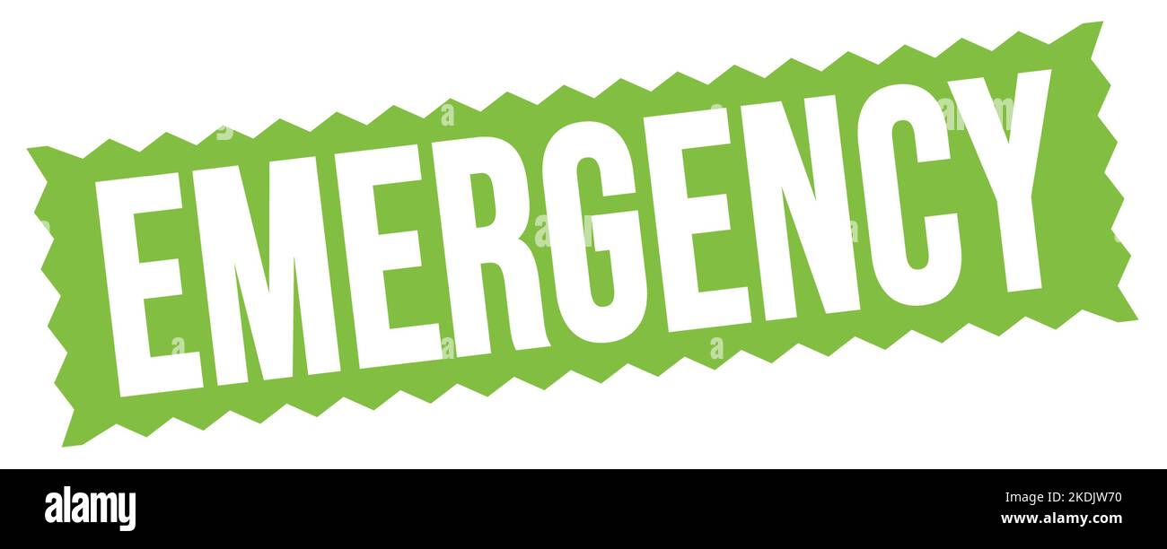 EMERGENCY text written on green zig-zag stamp sign Stock Photo - Alamy