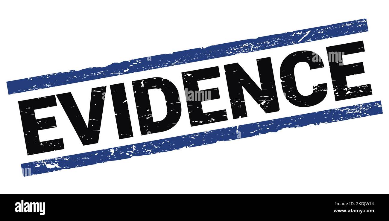 EVIDENCE text written on black-blue rectangle stamp sign Stock Photo ...