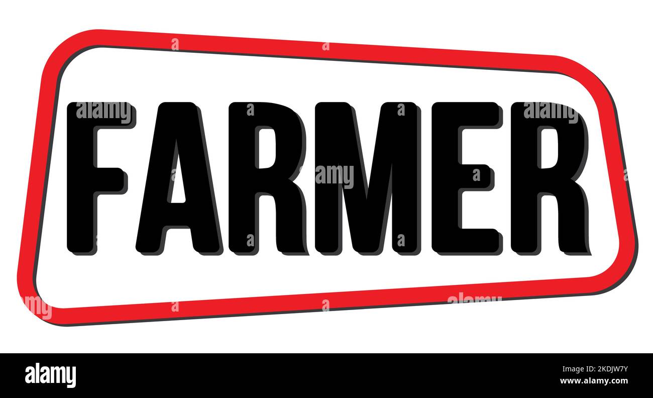 FARMER text written on red-black trapeze stamp sign Stock Photo - Alamy