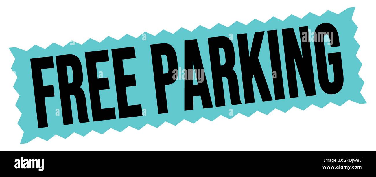 FREE PARKING text written on blue-black zig-zag stamp sign Stock Photo ...