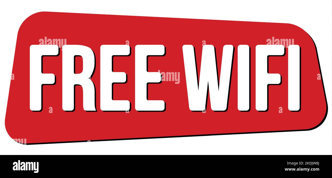 FREE WIFI text written on red trapeze stamp sign Stock Photo - Alamy