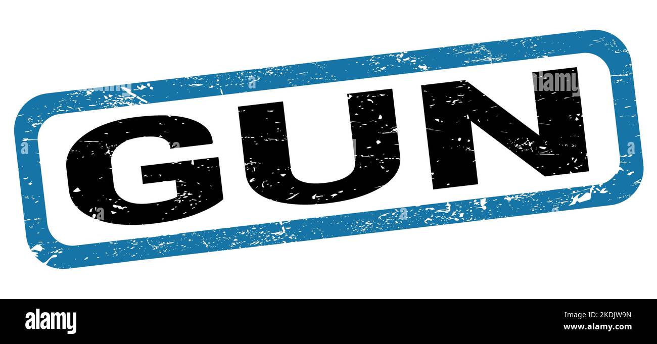 GUN text written on blue-black rectangle stamp sign Stock Photo - Alamy