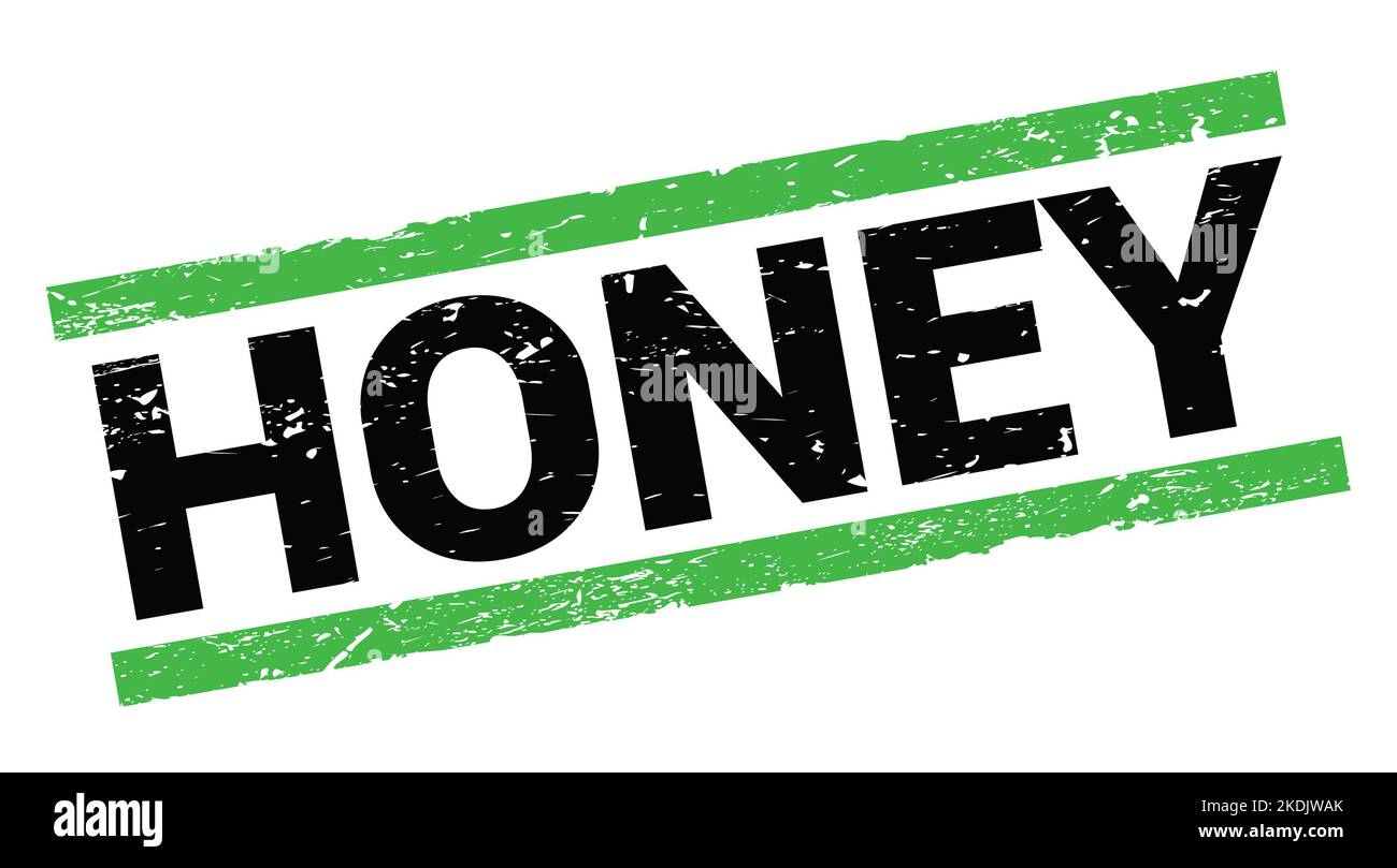 HONEY text written on green rectangle stamp sign Stock Photo - Alamy