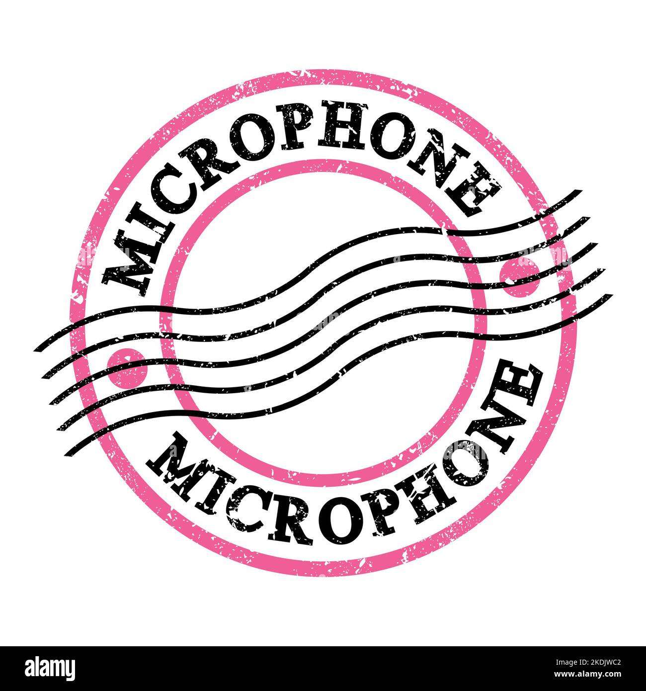 MICROPHONE, text written on pink-black grungy postal stamp Stock Photo ...