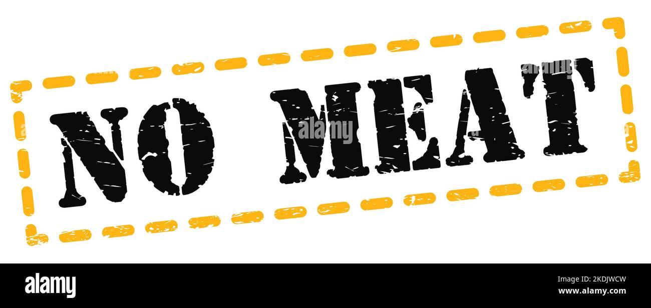 NO MEAT text written on yellow-black dash stamp sign Stock Photo - Alamy