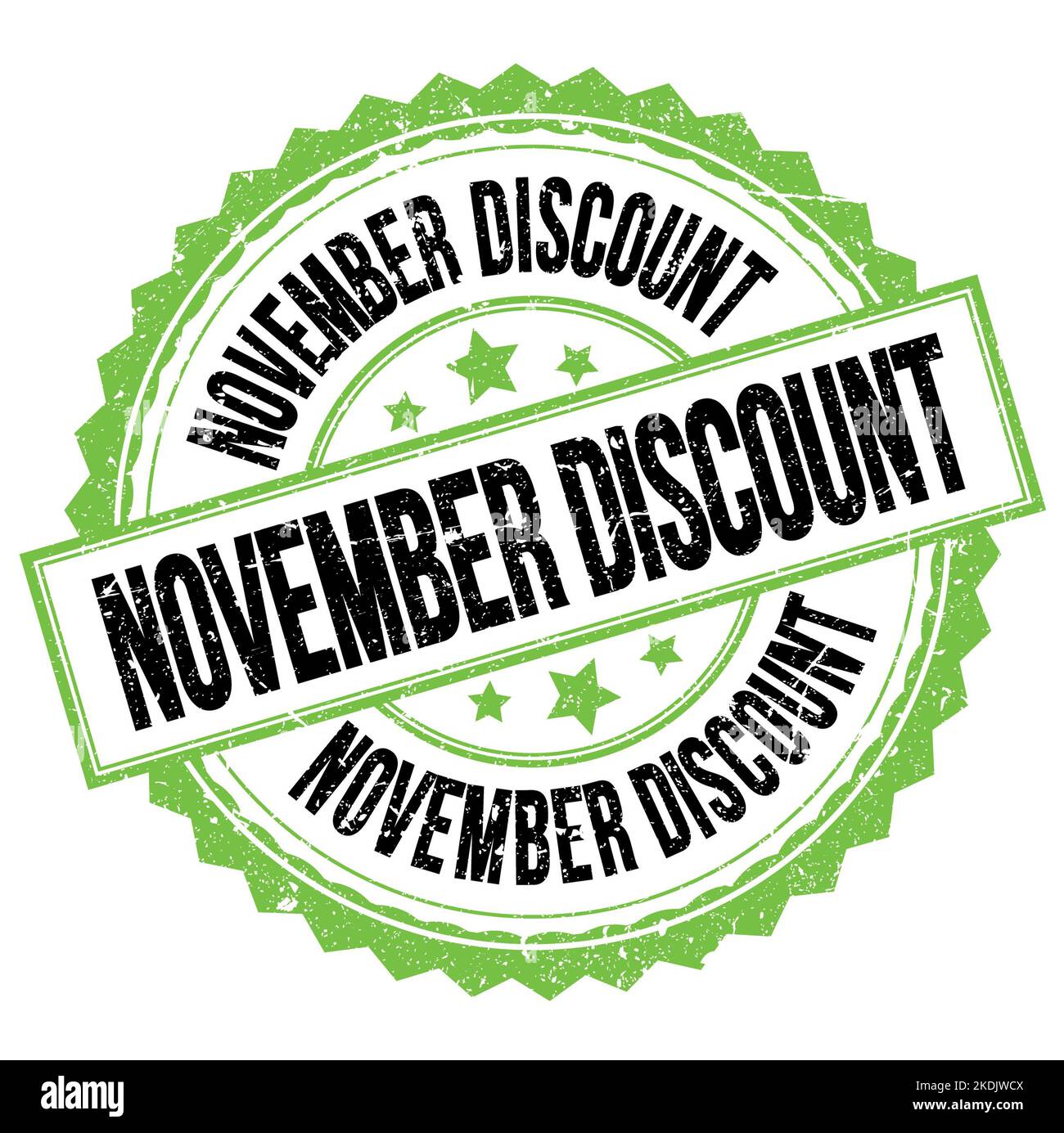 NOVEMBER DISCOUNT text written on green-black round stamp sign Stock ...
