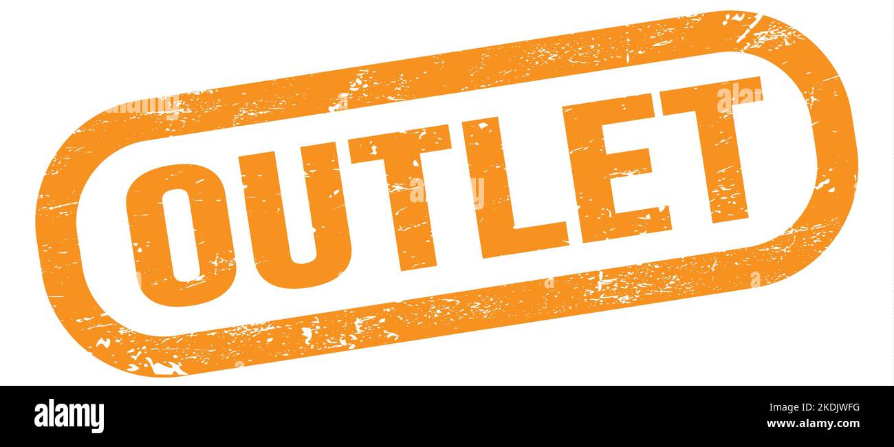 OUTLET, text written on orange rectangle stamp sign Stock Photo - Alamy