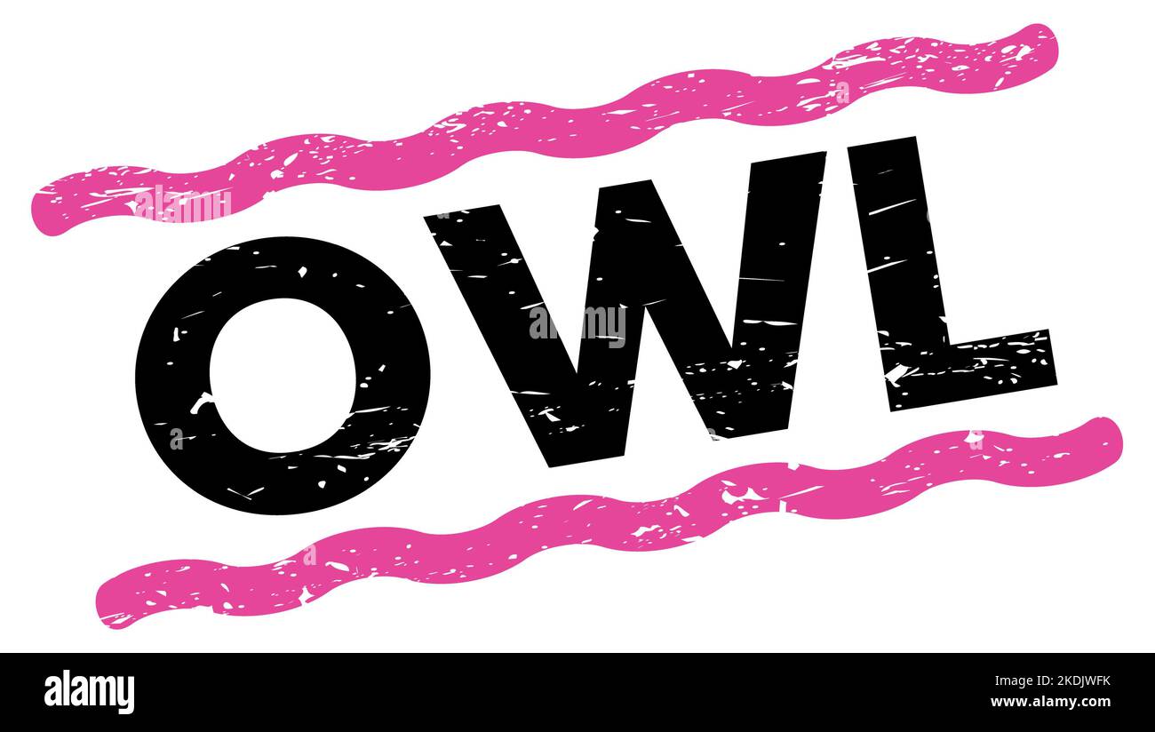 OWL text written on pink-black lines stamp sign Stock Photo - Alamy