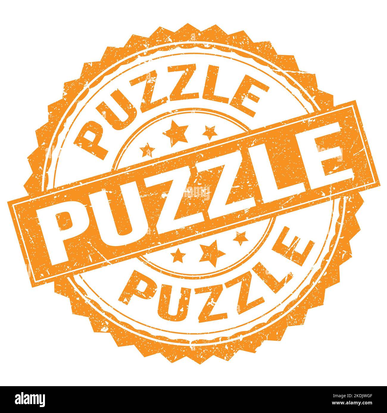PUZZLE text written on orange round stamp sign Stock Photo - Alamy