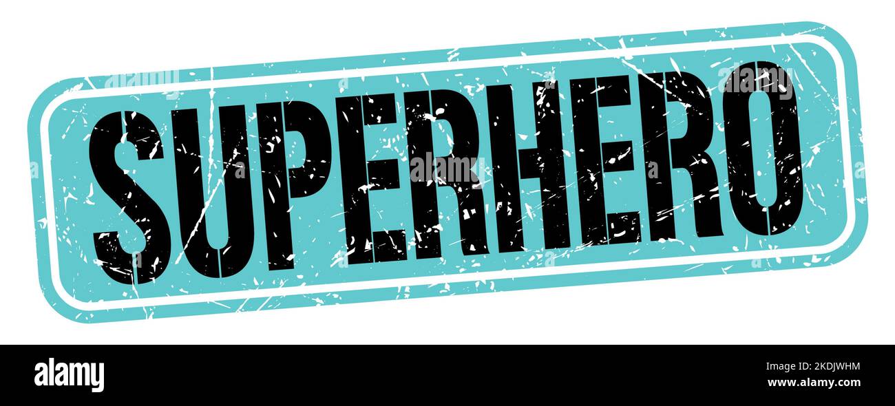 SUPERHERO text written on blue-black grungy stamp sign Stock Photo - Alamy