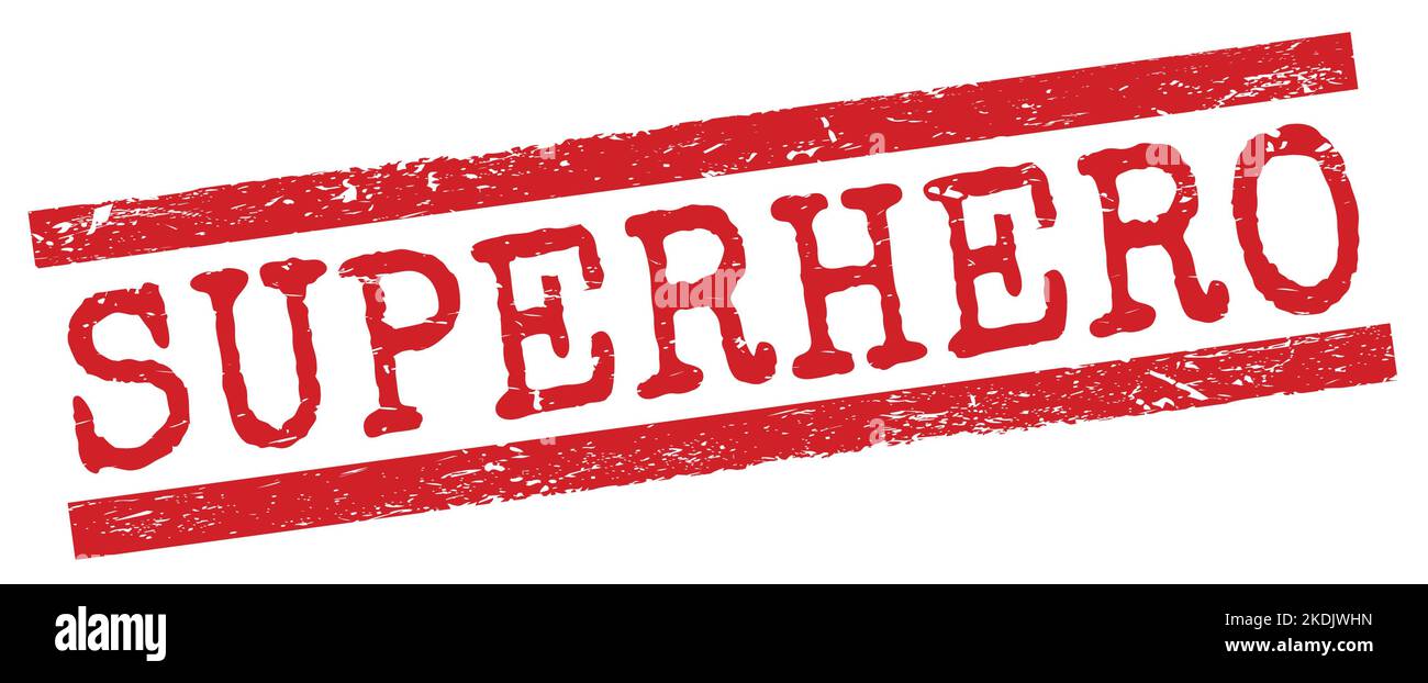 SUPERHERO text written on red grungy lines stamp sign Stock Photo - Alamy