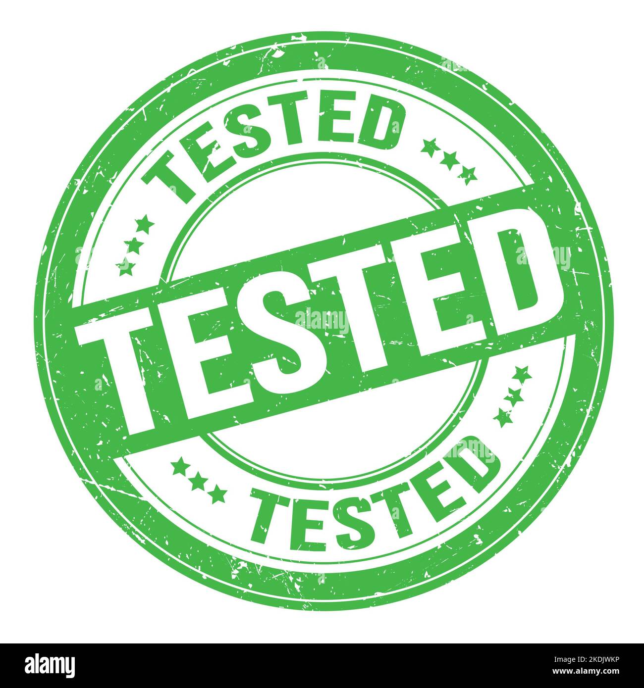 TESTED text written on green round grungy stamp sign Stock Photo - Alamy