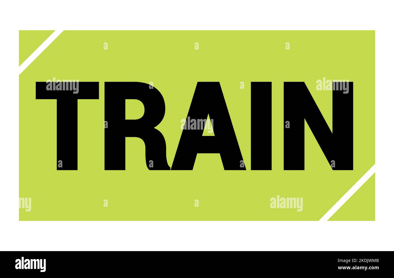 TRAIN text written on green-black rectangle stamp sign Stock Photo - Alamy