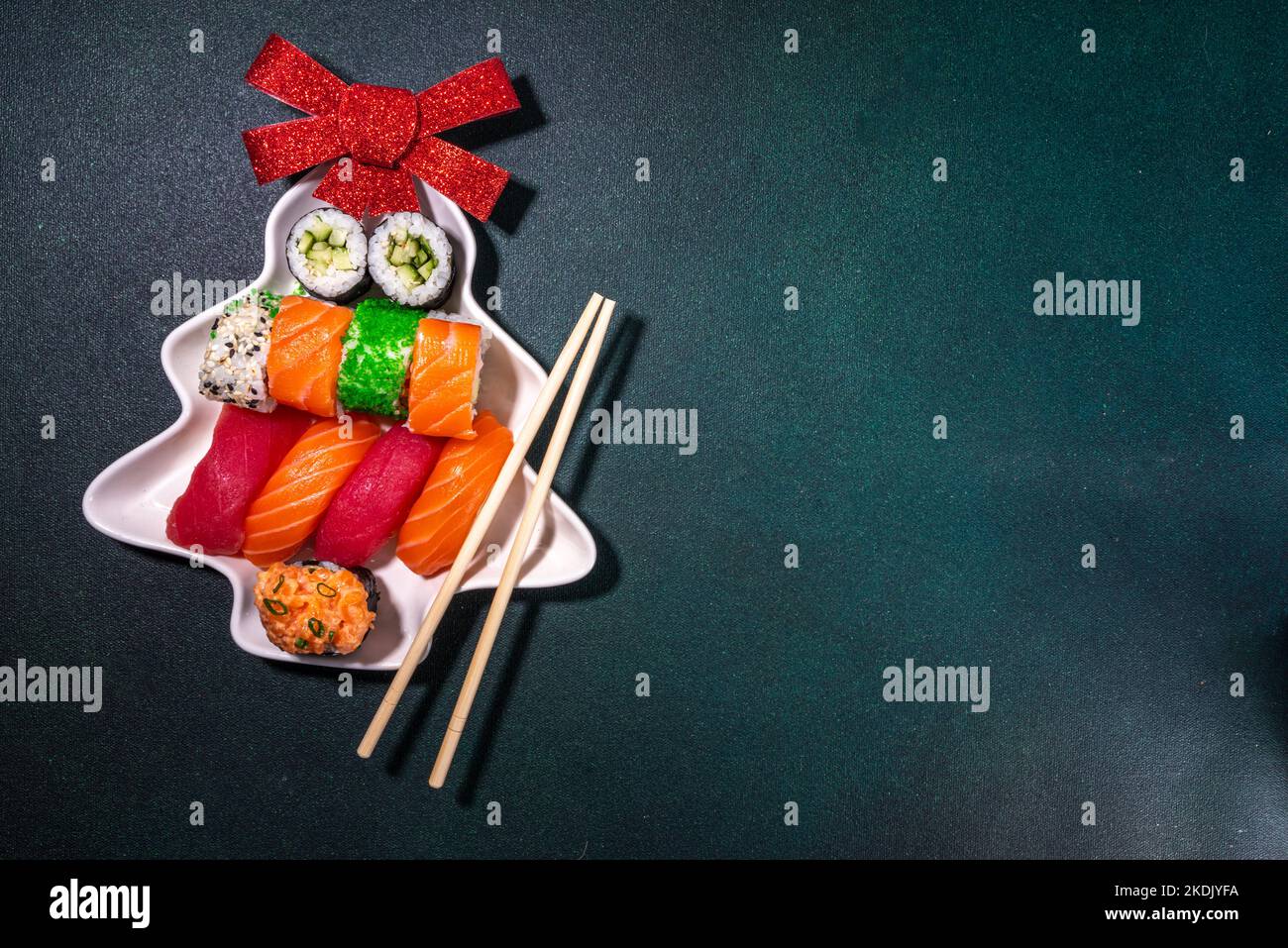 Sushi for Christmas New Year party, winter holiday food delivery menu ...
