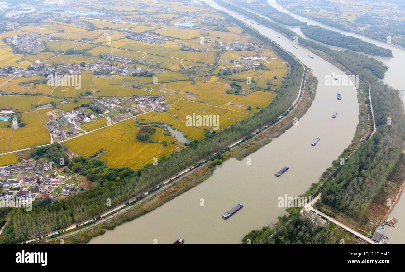 Aerial photos show that in the golden autumn season, the Yangzhou ...