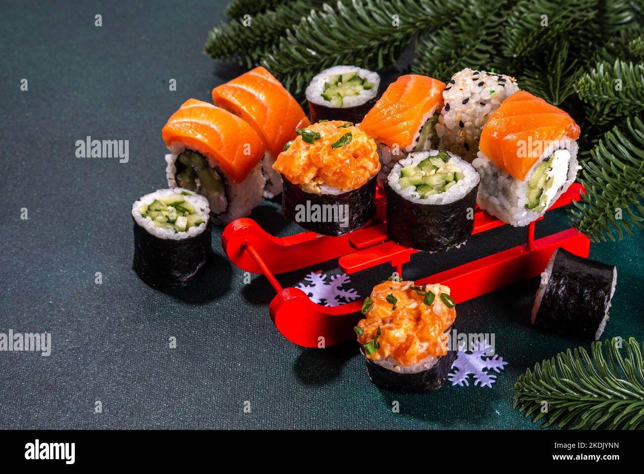 Sushi for Christmas New Year party, winter holiday food delivery menu ...