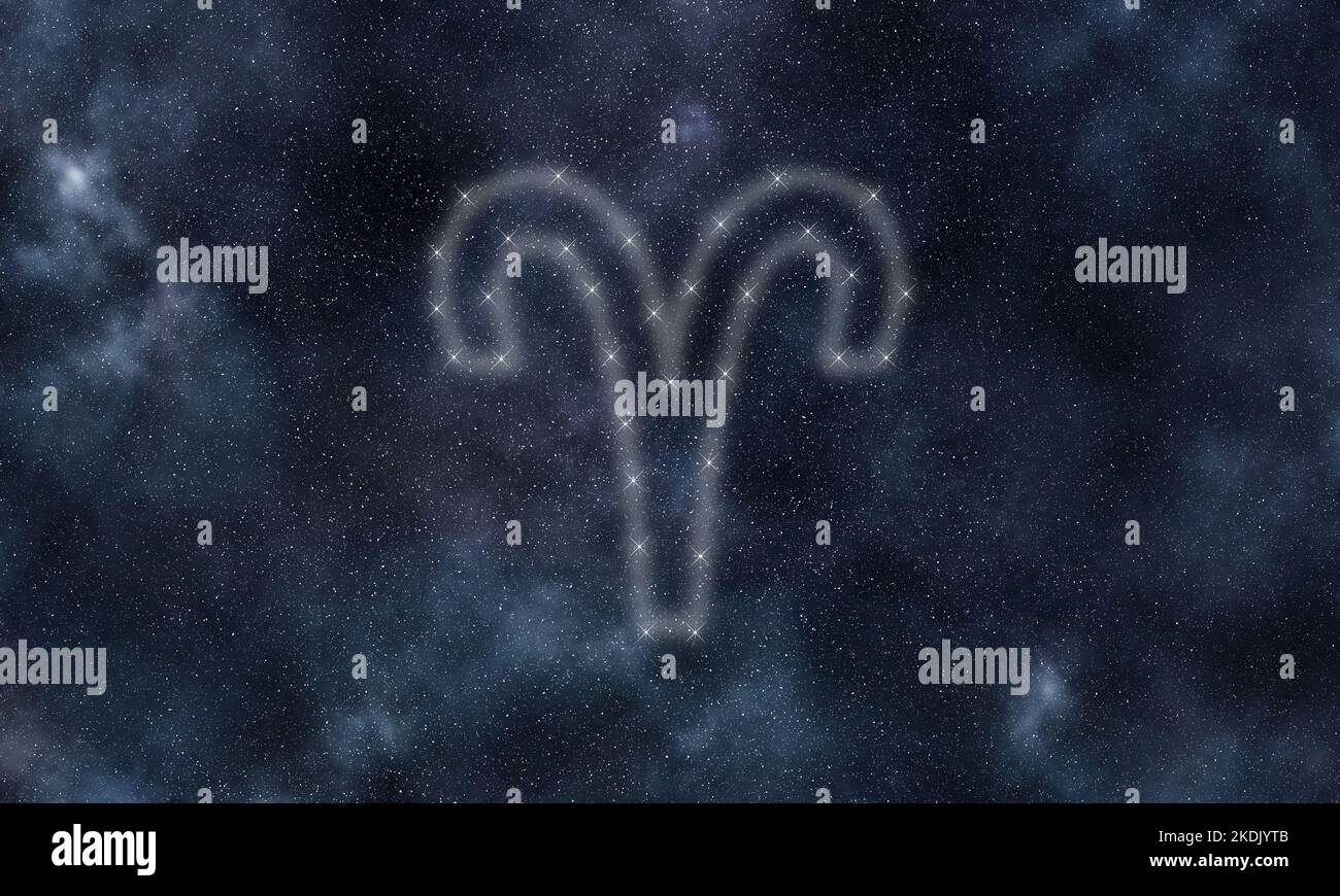 Aries zodiac sign, night sky, Aries symbol Stock Photo - Alamy