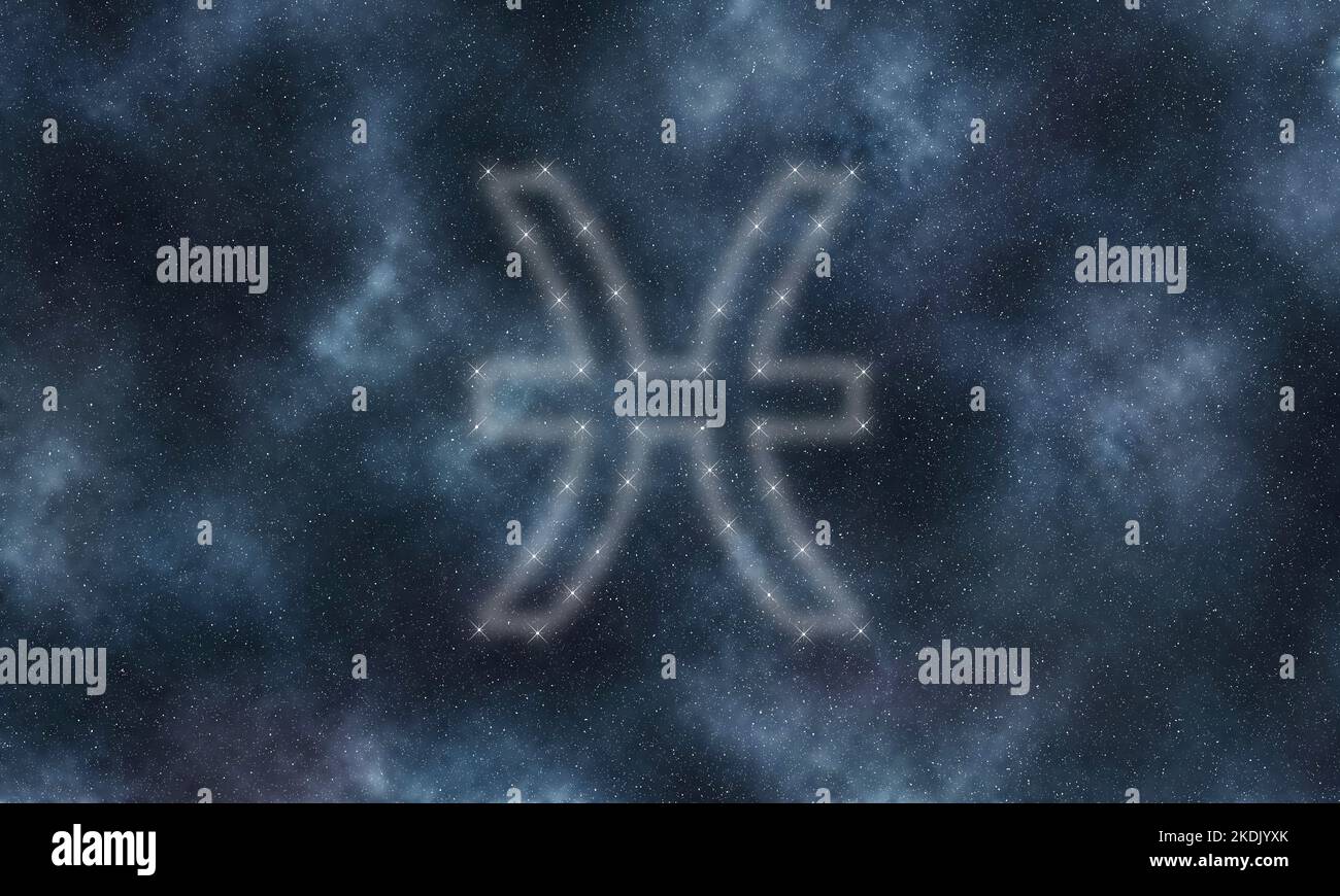 Pisces zodiac sign, night sky, Pisces symbol Stock Photo - Alamy
