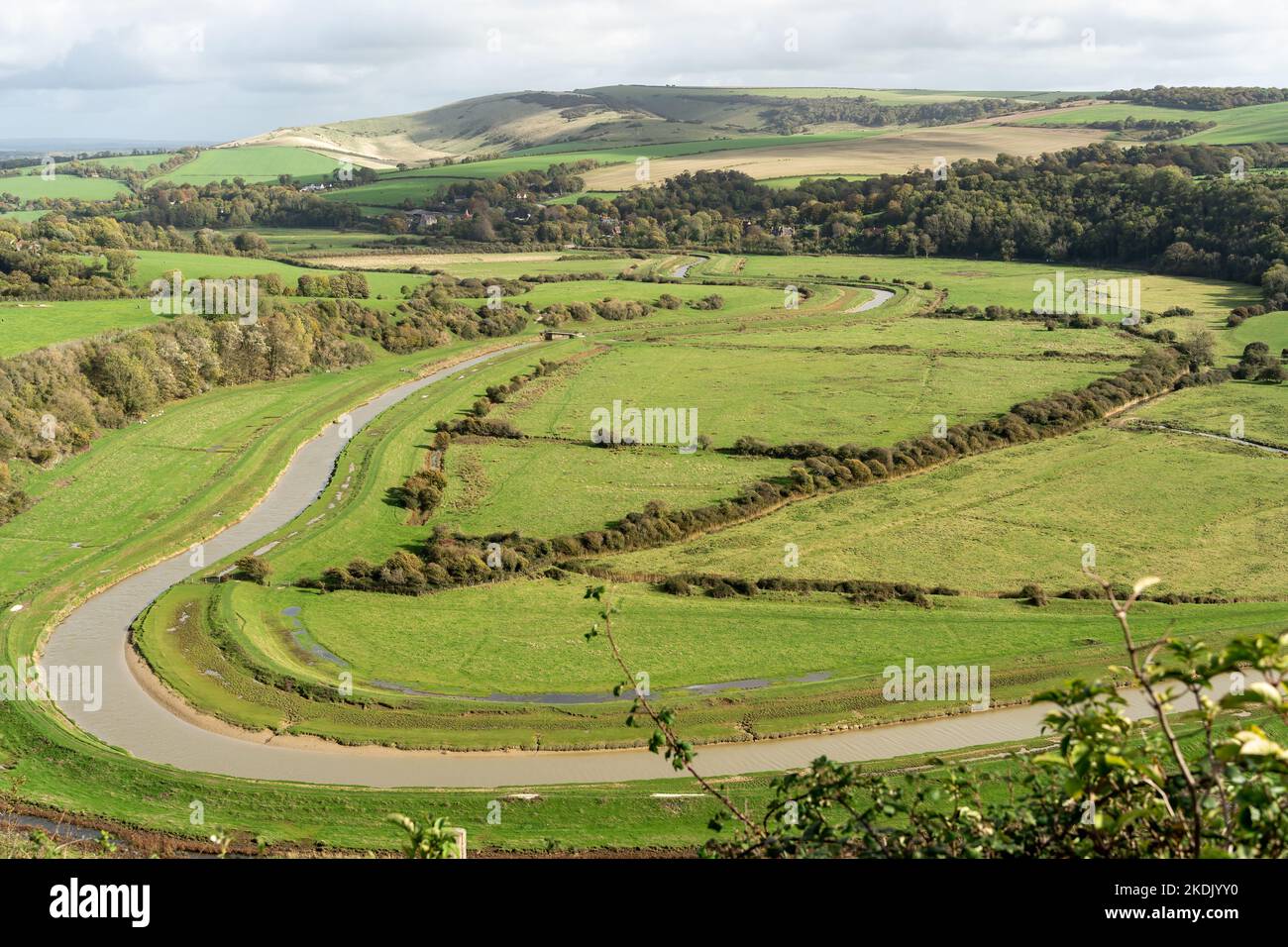 View of the Cuckmere river valley from High and Over viewpoint in ...