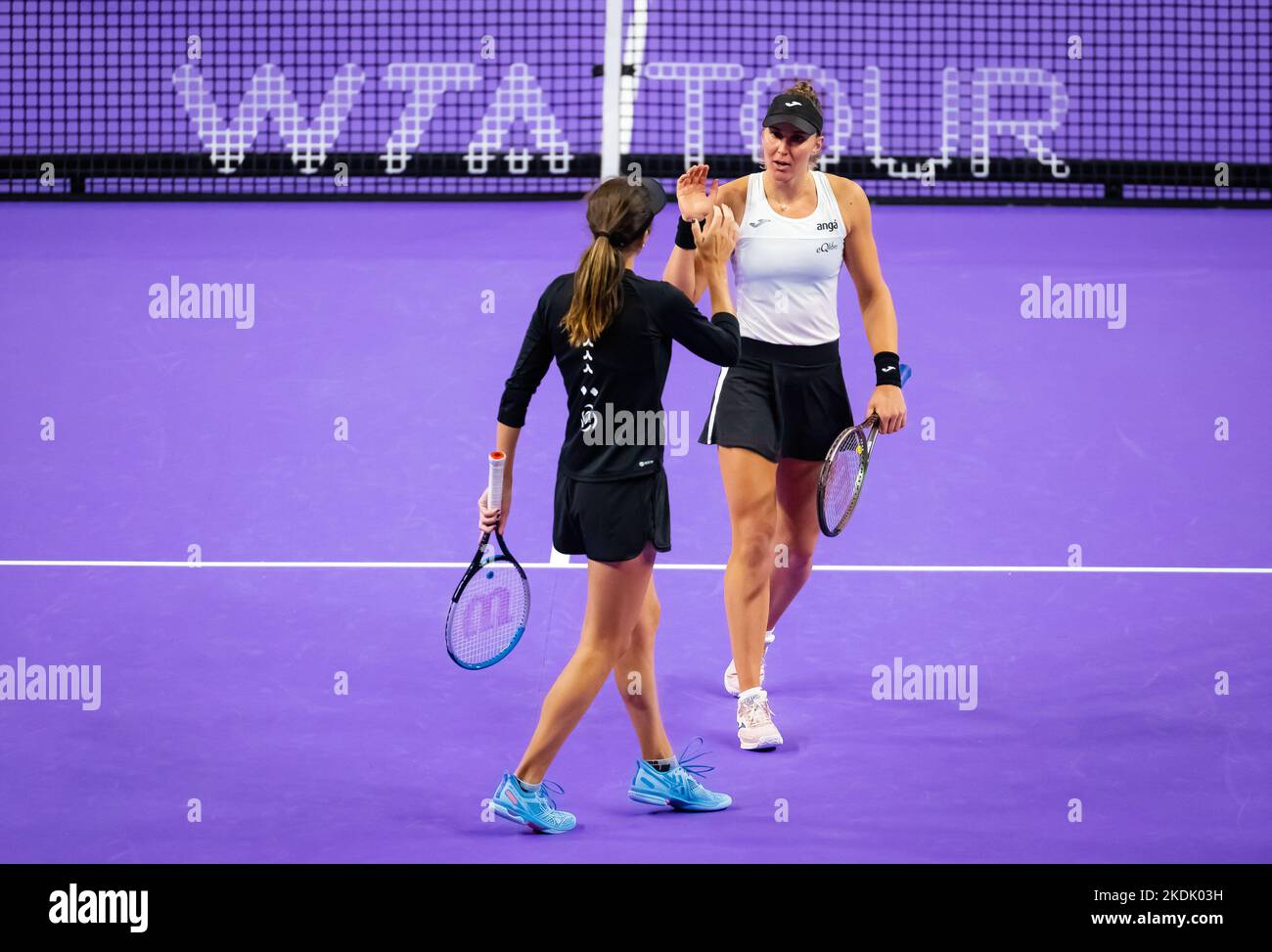 Anna Danilina of Kazakhstan & Beatriz Haddad Maia of Brazil in action during the third round ...