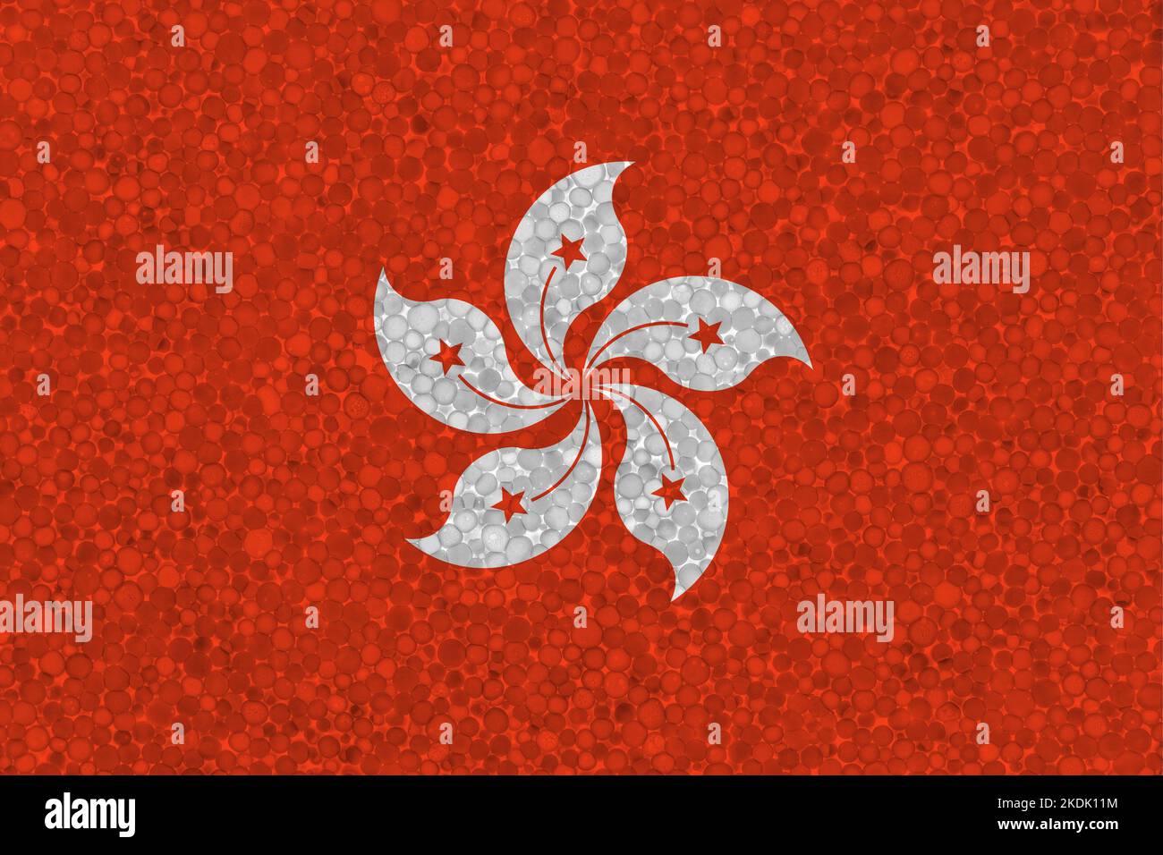 Flag of Hong Kong on styrofoam texture. national flag painted on the ...