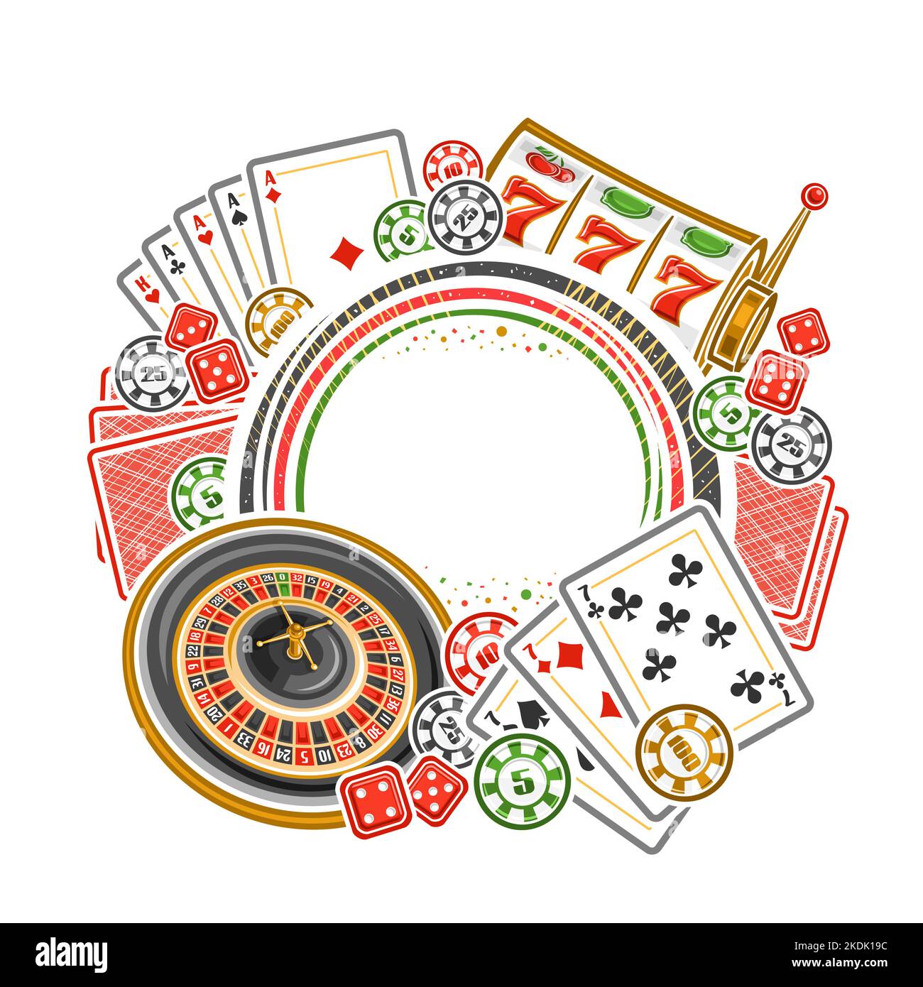 Vector frame for Casino with copy space for text, circle signboard for ... Vector frame for Casino with copy space for text, circle signboard for ...