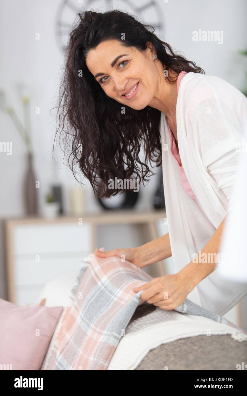 Woman motivated home looking at camera hi-res stock photography and ...