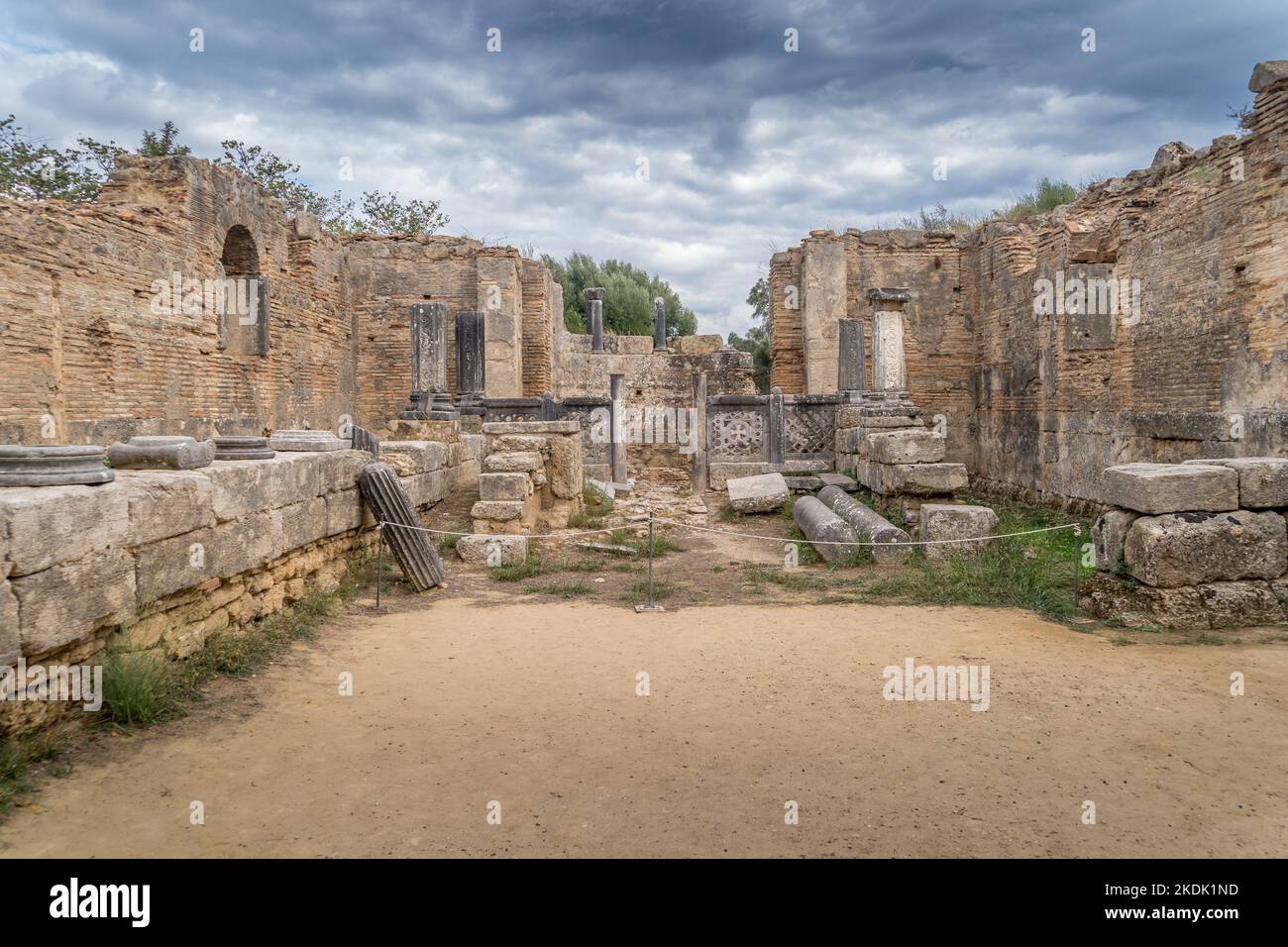 Aerial view of Olympia archeology park in Greece site of the Ancient ...