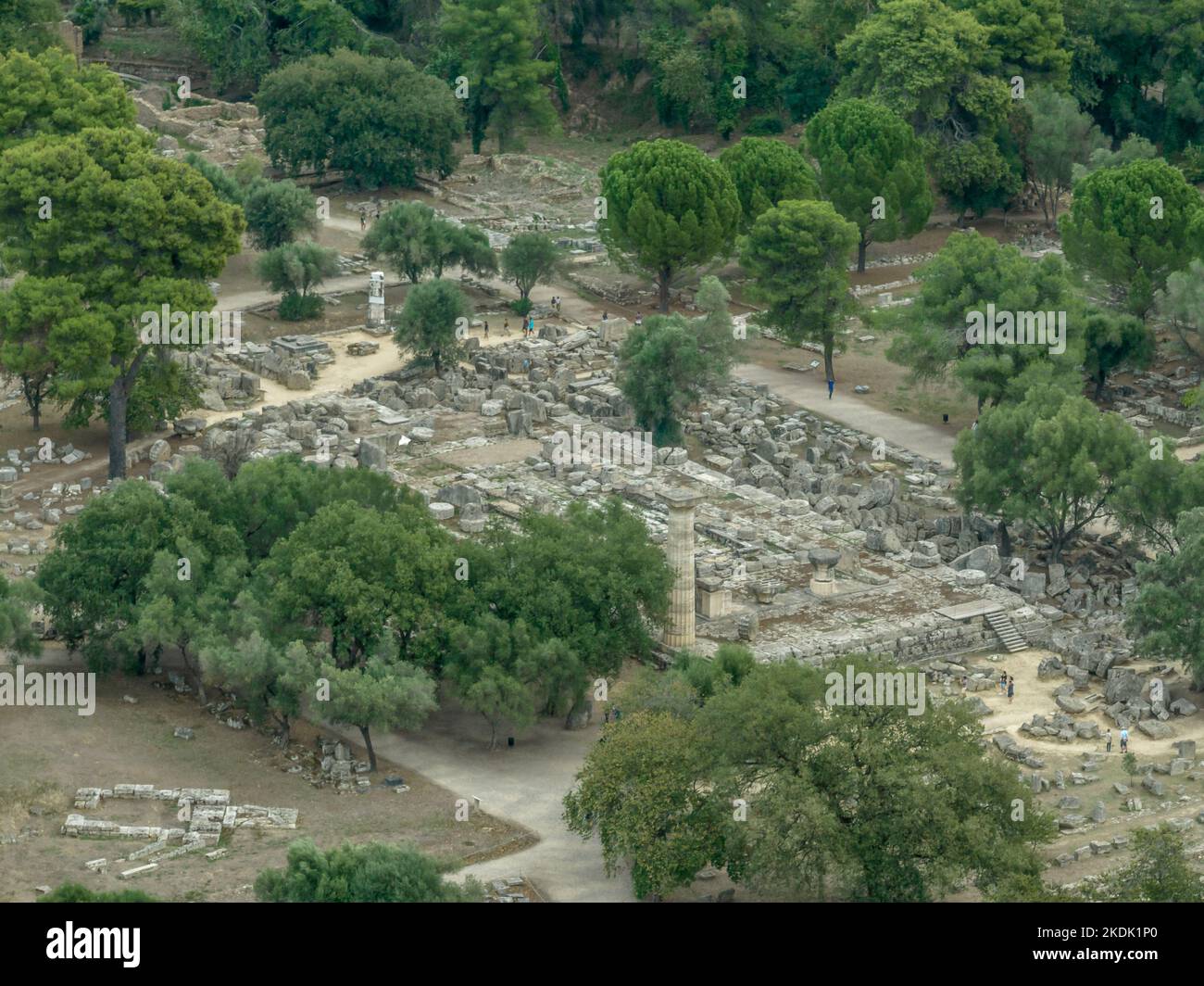 Aerial view of Olympia archeology park in Greece site of the Ancient ...