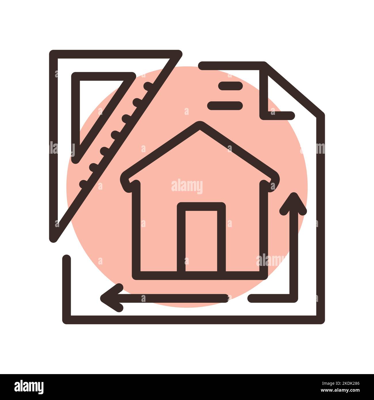 Architectural project house line icon. Building construction Stock ... Architectural project house line icon. Building construction Stock ...
