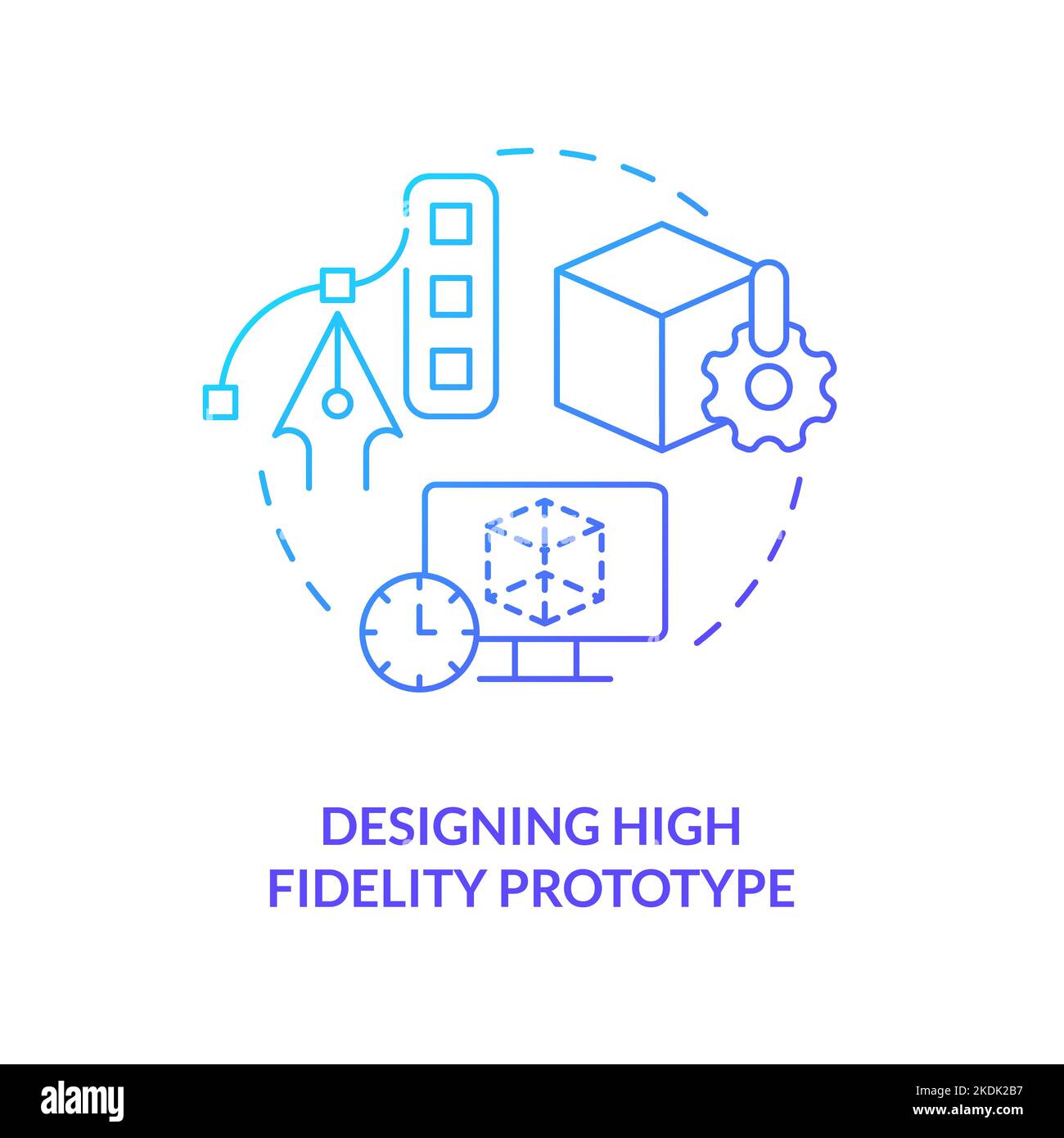 Designing high fidelity prototype blue gradient concept icon Stock ...