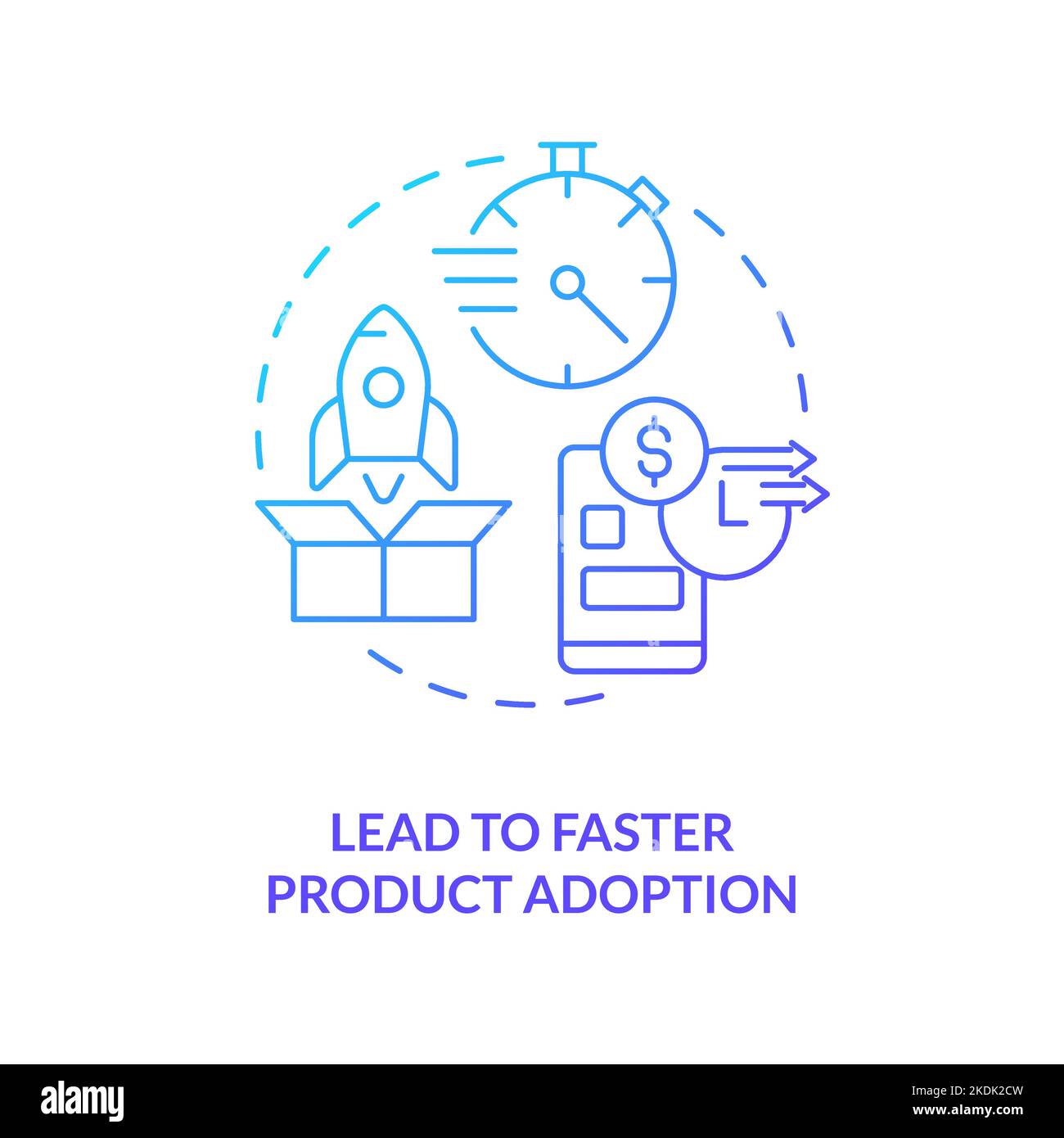 Lead to accelerate product adoption blue gradient concept icon Stock ...
