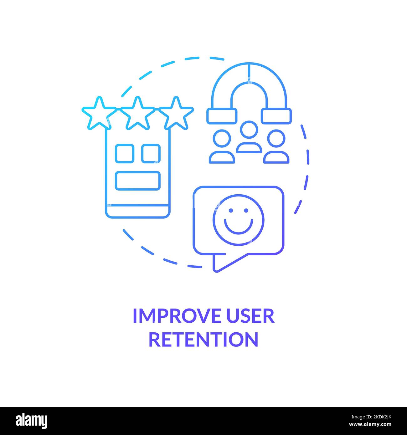 Improve user retention blue gradient concept icon Stock Vector Image ...