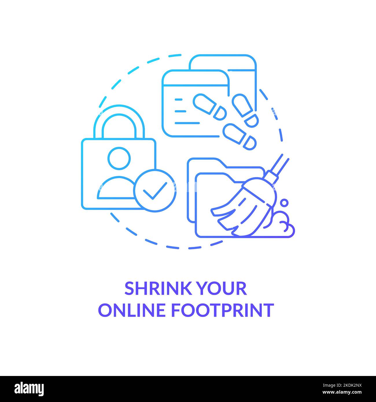 Shrink your online footprint blue gradient concept icon Stock Vector ...