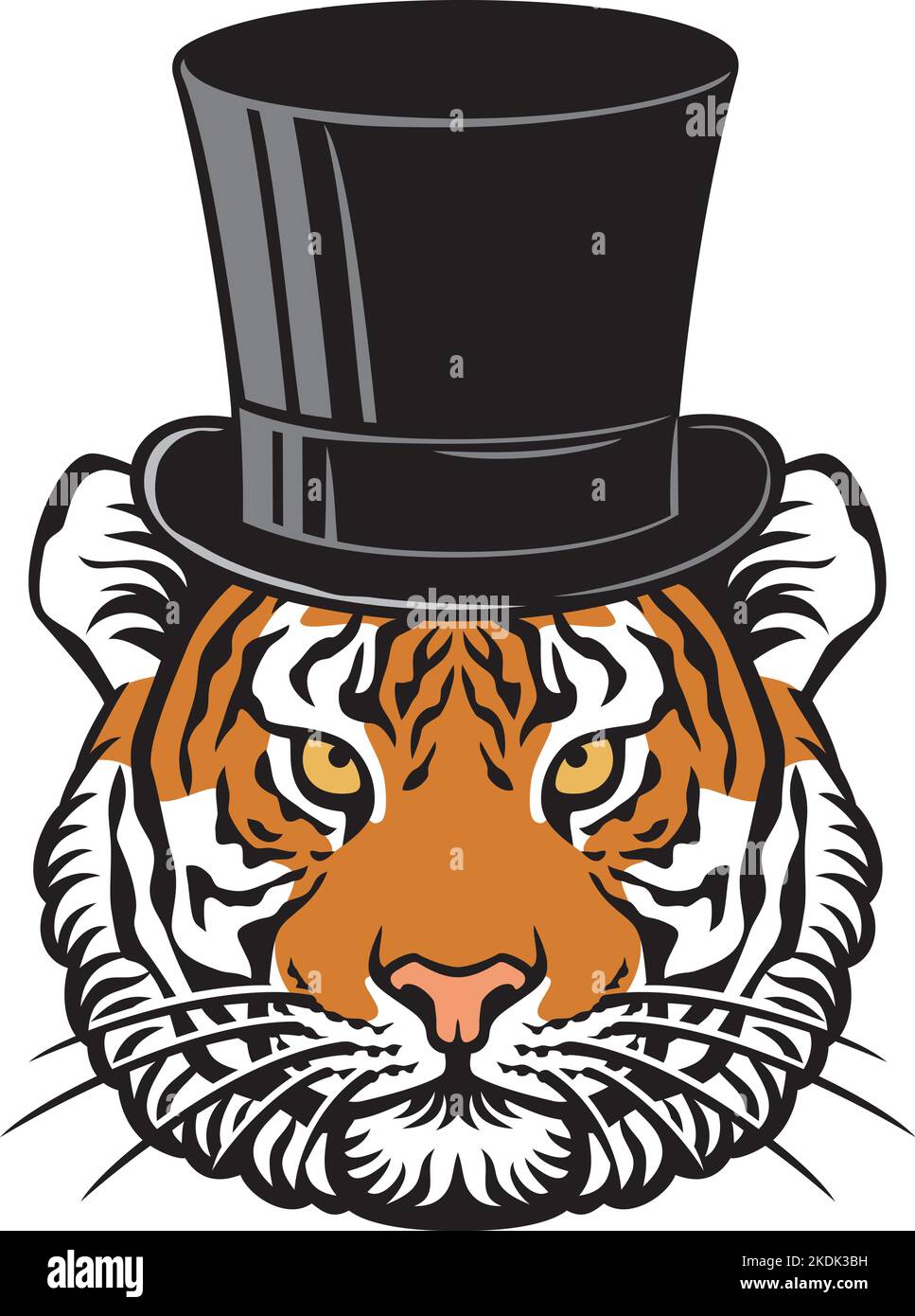 Tiger Head with Top Hat Vector Illustration Stock Vector Image & Art ...