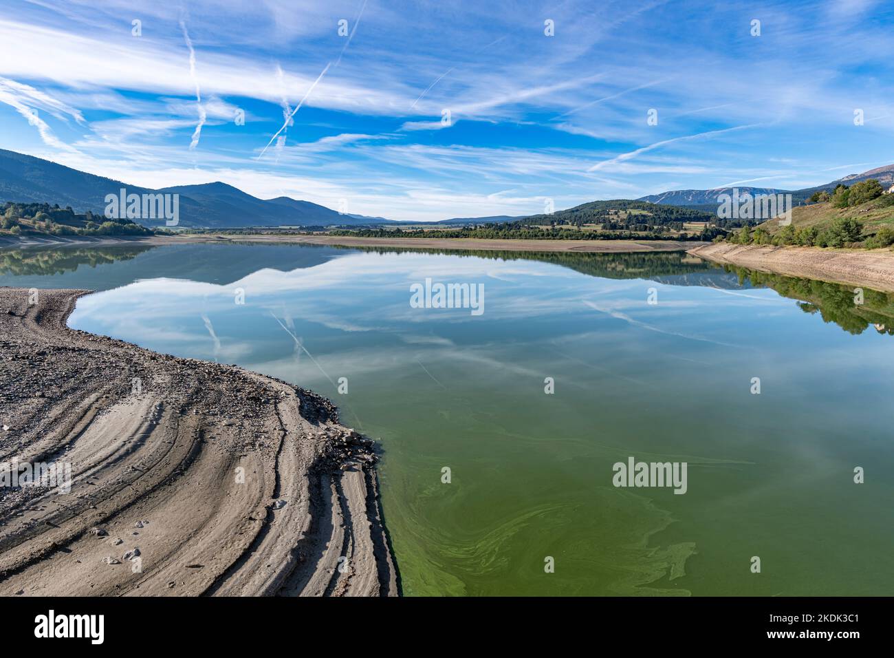 Low level of water of the Puyvalador Dam, Aude river, Réal, Pyrénées ...