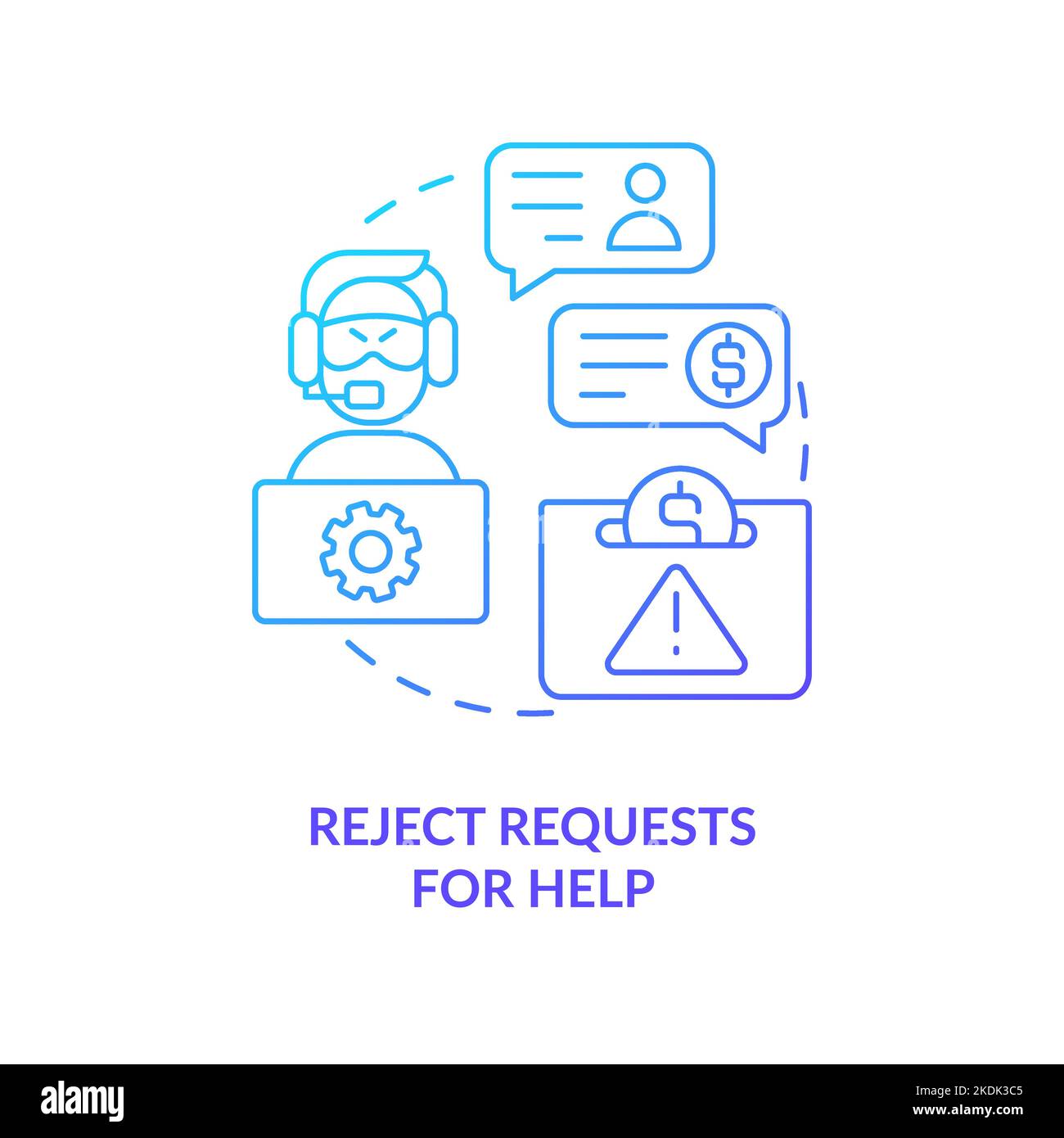 Reject requests for help blue gradient concept icon Stock Vector Image ...