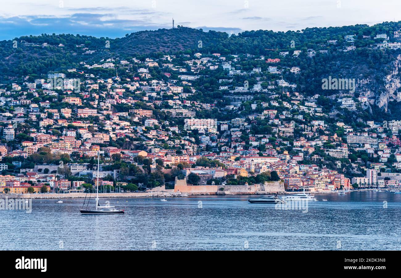 Sunrise over Harbor and Bay of Villefranche-sur-Mer, French Riviera ...