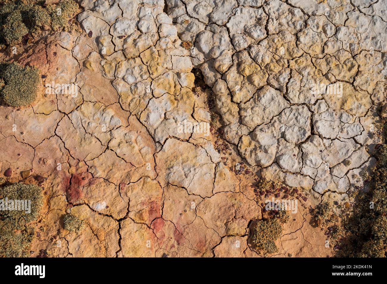 Cracked white-yellow clay. Hot climate in the desert Stock Photo - Alamy
